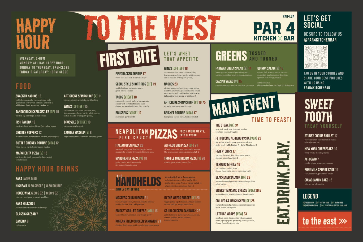 Menu | Surrey’s Top Social Lounge | Par4 Kitchen & Bar