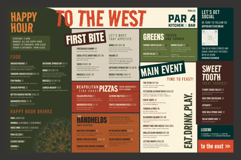 Menu | Surrey’s Top Social Lounge | Par4 Kitchen & Bar