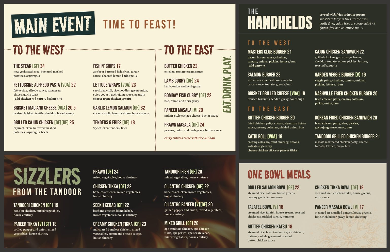 Food & Drink Menus | Surrey Restaurant & Lounge Bar | Par4