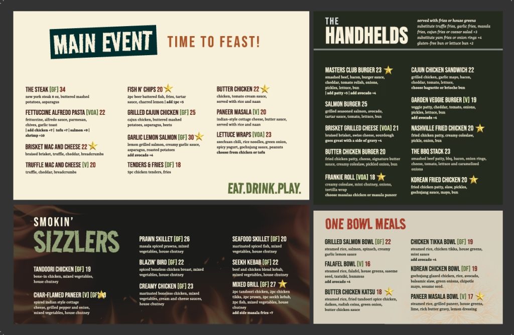 Food & Drink Menus | Surrey Restaurant & Lounge Bar | Par4
